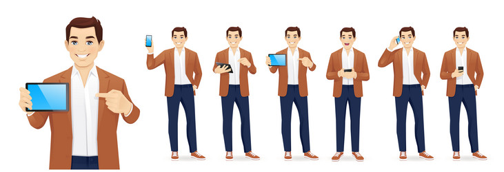 Casual man with phone Royalty Free Vector Image