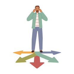 Man choosing right way path choice Royalty Free Vector Image