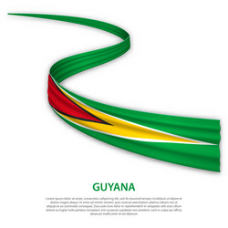 Waving ribbon or banner with flag of guyana Vector Image