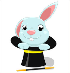 Magician pulling out a rabbit from his top hat Vector Image