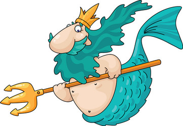 Merman and many fish under ocean Royalty Free Vector Image