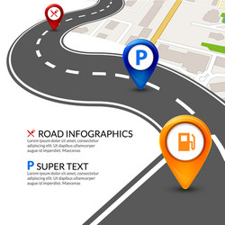 Curved road infographic with color pins checkpoint