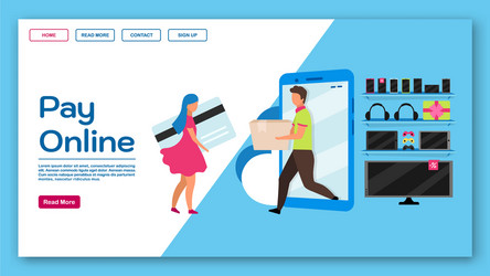 Pay online landing page design template for taxi Vector Image