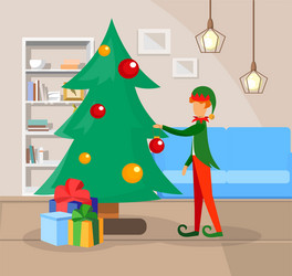 Christmas elf cartoon Royalty Free Vector Image