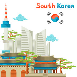 South korea historical and modern architecture Vector Image