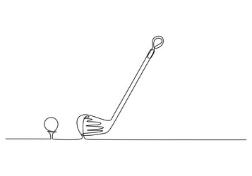 Golf stick one line drawing continuous hand drawn Vector Image