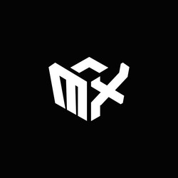 Mx monogram letter logo ribbon with shield style Vector Image