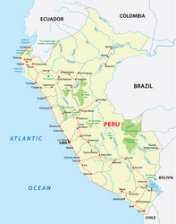 Map with main roads and rivers colombia Royalty Free Vector