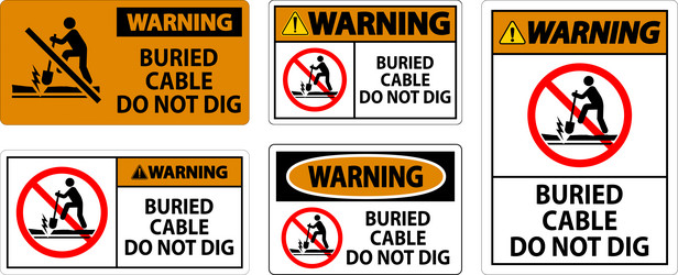 Danger sign buried cable do not dig on white Vector Image