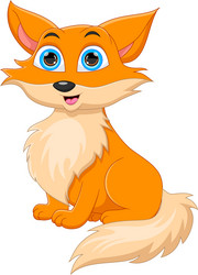 Cartoon fox look back Royalty Free Vector Image