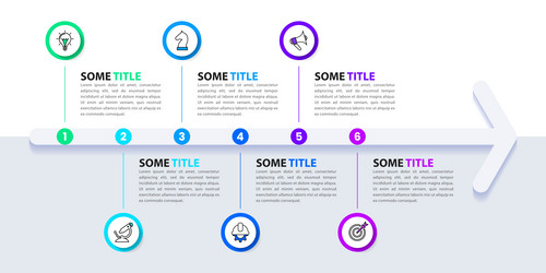 Infographic template 6 squares in a row Royalty Free Vector