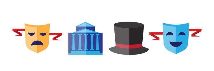 Theatre acting performance flat icons and object Vector Image