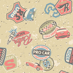 Kids racing badges patchwork Royalty Free Vector Image