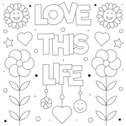 Enjoy life coloring page black and white Vector Image