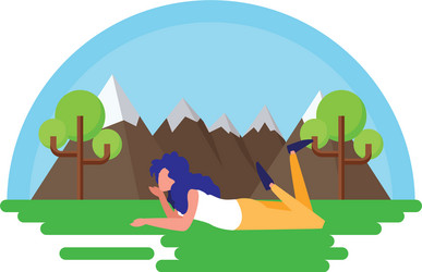 Relaxed woman in the fountain outdoor Royalty Free Vector