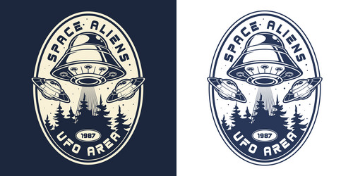 Spaceship ufo sticker monochrome vintage Vector Image