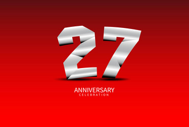 27 year anniversary celebration logo red polygon Vector Image