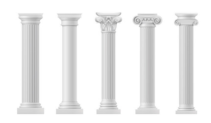 Realistic antique pillars set column Royalty Free Vector