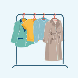 Denim clothing jeans garments hanging on hanger Vector Image