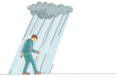 Continuous one line drawing unhappy depressed sad Vector Image