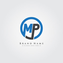 Initial signature logo for letter mp - logo Vector Image