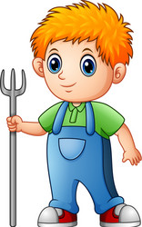 Cute cartoon boy fishing Royalty Free Vector Image