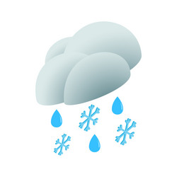 Cloud with rain drops and snowflakes icon Vector Image