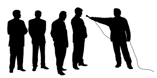 Interview with group of people cameraman Vector Image