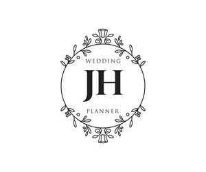 Jh initials letter wedding monogram logos Vector Image