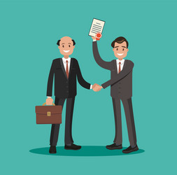 Businessman handing a certificate Royalty Free Vector Image
