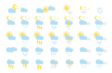 Realistic 3d design of weather forecast elements Vector Image