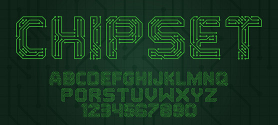 Cyber tech font contour scheme style Royalty Free Vector