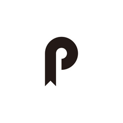 Letter p triangle ribbon geometric symbol simple Vector Image