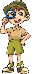 Little explorer line art Royalty Free Vector Image