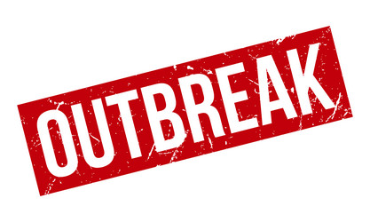 Outbreak rubber stamp red rubber grunge Royalty Free Vector