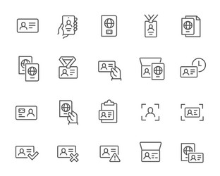 Passport and id icons set comprehensive Royalty Free Vector
