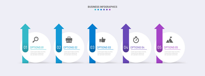 Horizontal progress bar featuring 5 arrow-shaped Vector Image