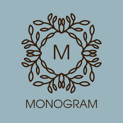 Monogram design floral outline frame Royalty Free Vector