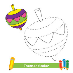 Trace and color for kids spinning top Royalty Free Vector
