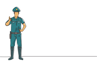 Single continuous line drawing policeman Vector Image