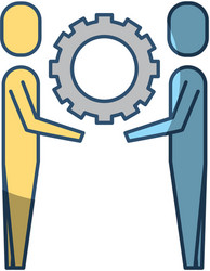 Two businessmen holding gear teamwork concept Vector Image