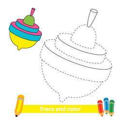 Trace and color for kids spinning top Royalty Free Vector