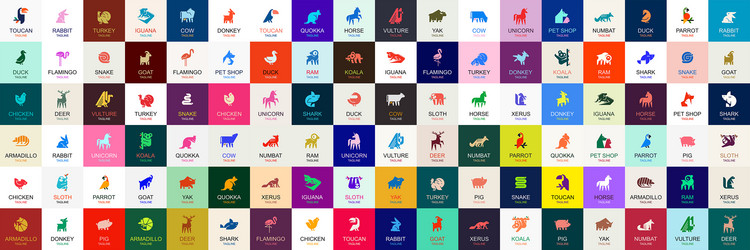 Animals logos collection Royalty Free Vector Image
