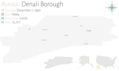 Map of denali borough in alaska usa Royalty Free Vector