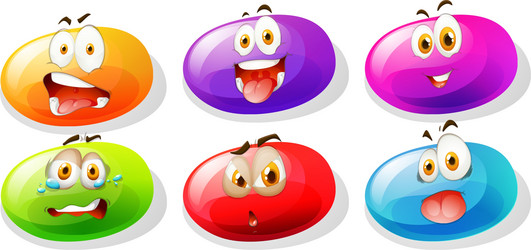 Cute funny colorful jelly animal faces set user Vector Image