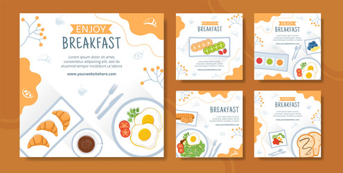 Breakfasts social media stories template flat Vector Image