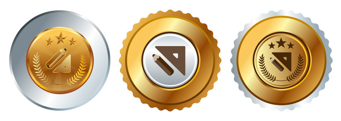 Math symbol ruler pencil gold medal mathematics Vector Image