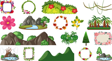 Set natural objects Royalty Free Vector Image - VectorStock