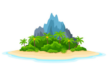 Uninhabited tropical isle scene tiny rock island Vector Image