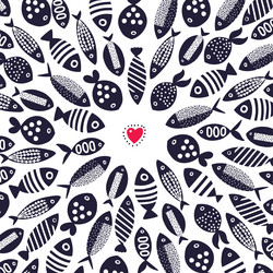 Cute fish card Royalty Free Vector Image - VectorStock